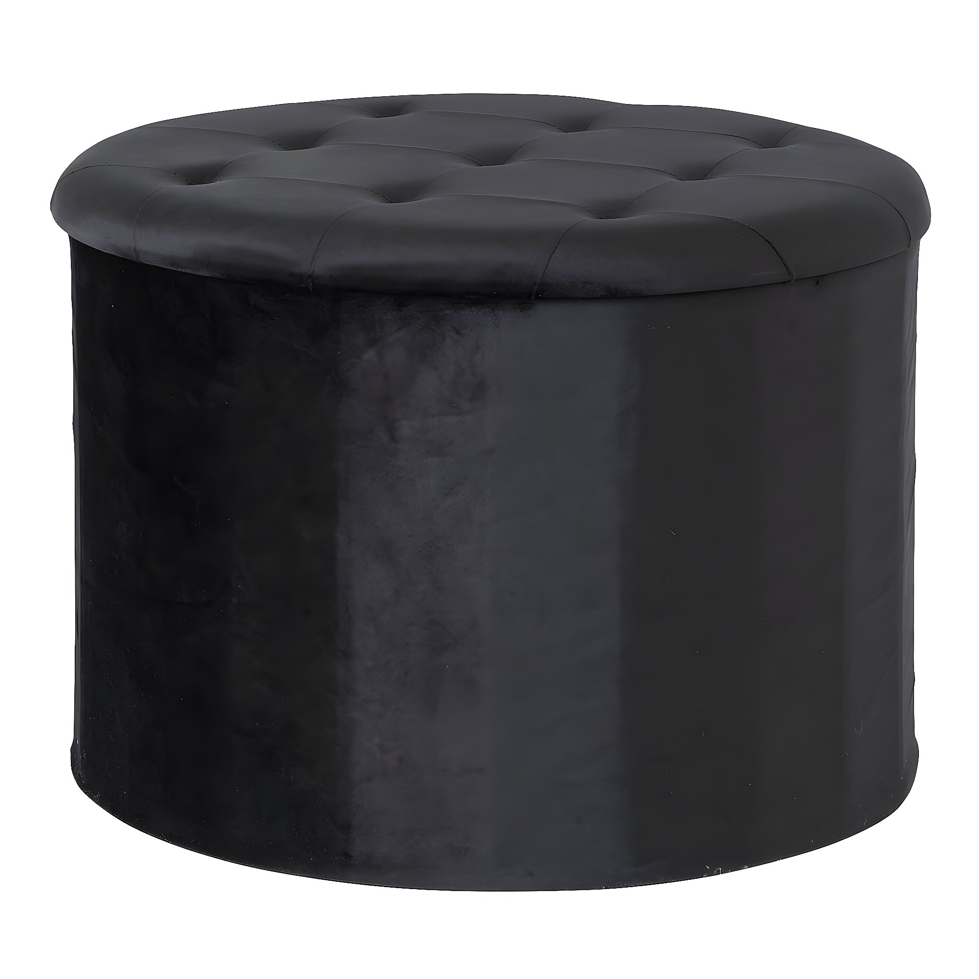 BRED - Pouf-Coffre Rond Velours Coloris Noir