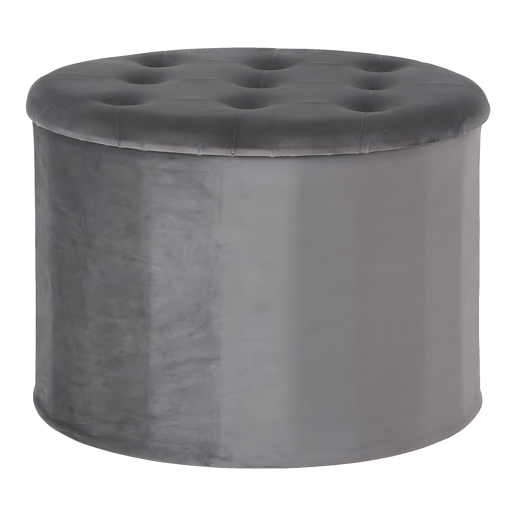 BRED - Pouf-Coffre Rond Velours Coloris Gris Foncé