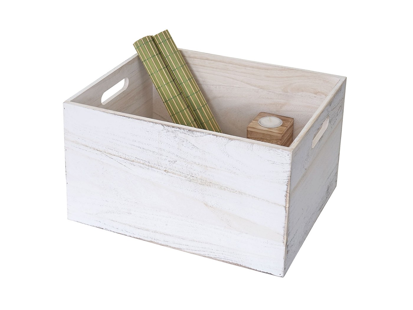 Houten kist MCW-C20, 40x30x24cm, wit shabby