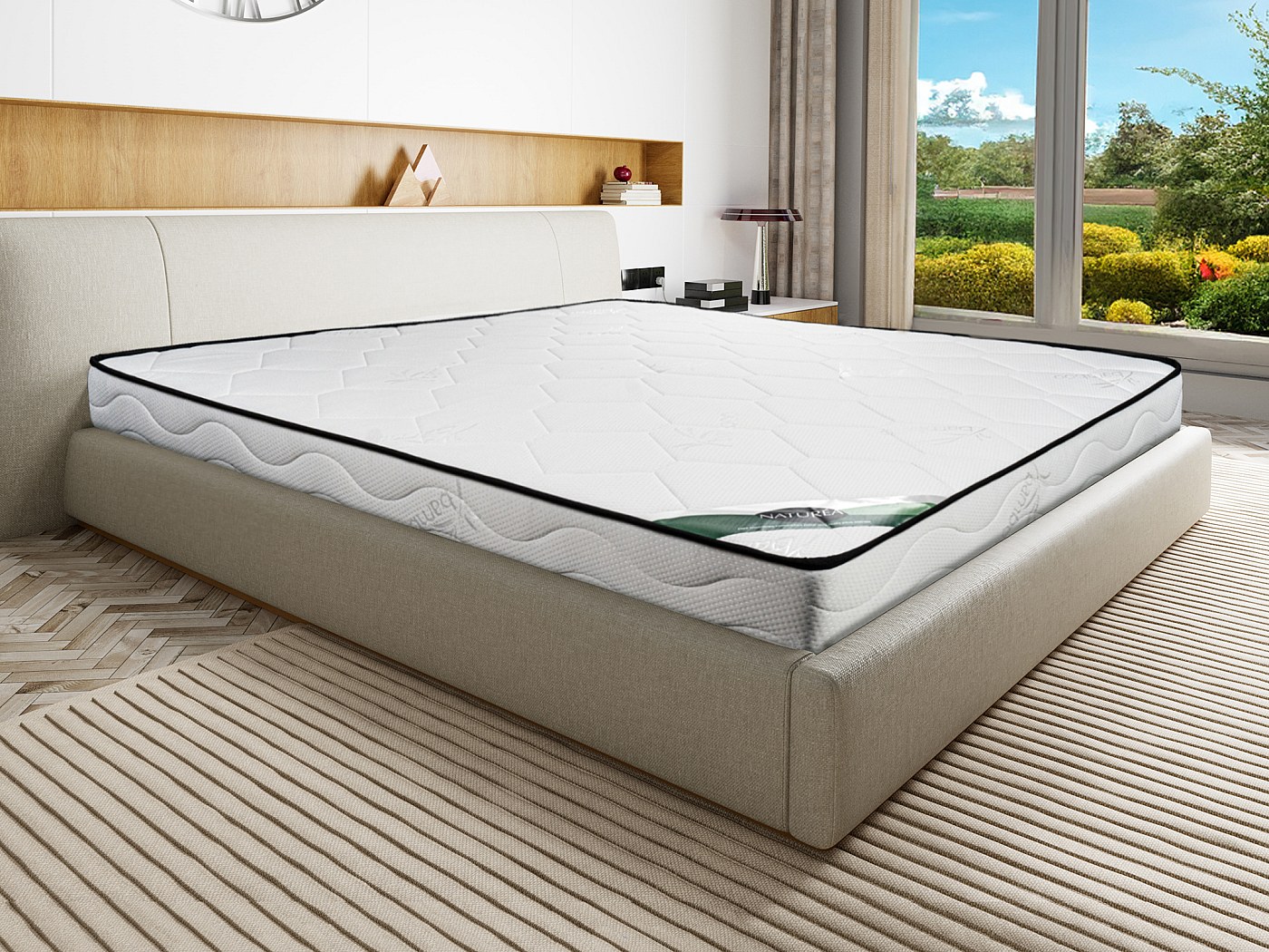 Colchón de 140 x 190 cm espuma y tejido de bambú grosor 15 cm - KANANI ...