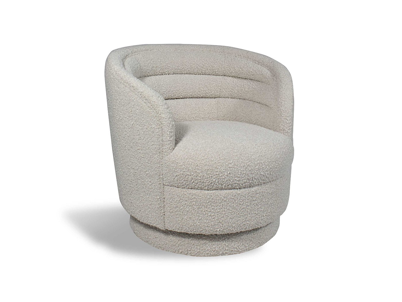 Now's Home - Fauteuil Pivotant Tissu En Bouclette Ecru 84x77x75.5cm Linus