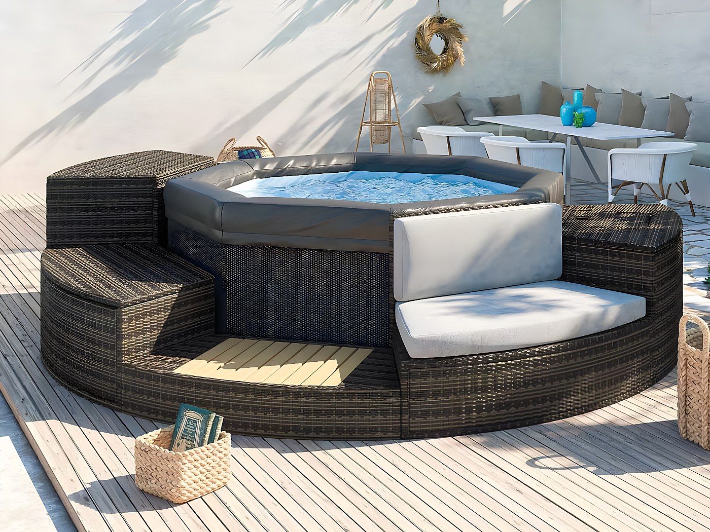 Spa portable semi-rigide Octopus octogonal Bulles 4-6 places avec ...