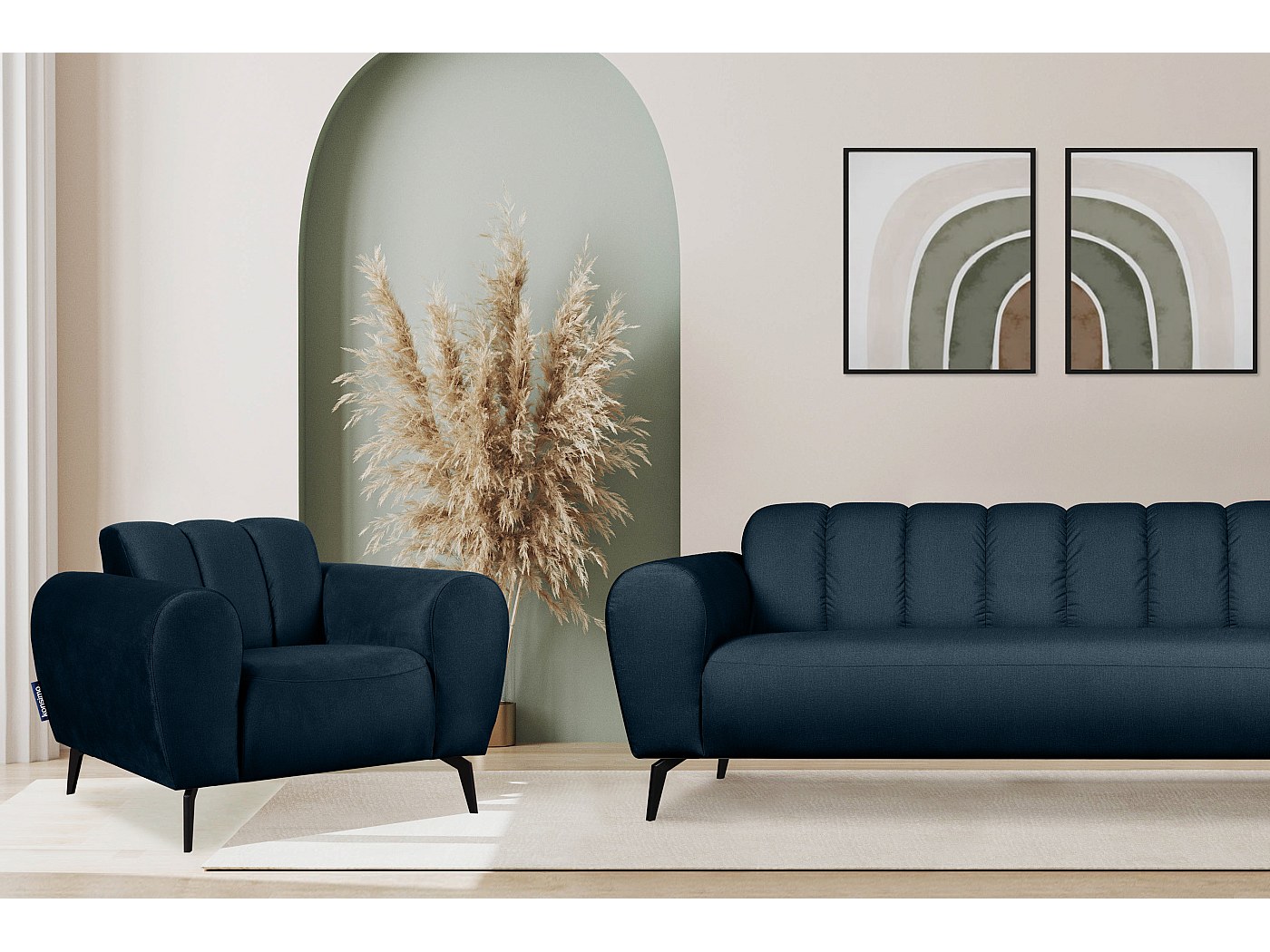 Modernistischer Sessel mit Beinen - Marineblau - RUBERO