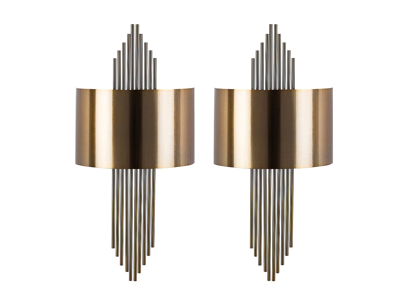 Lote de 2 apliques art déco de metal - Ancho 22 x Alt. 75 cm - Dorado ...