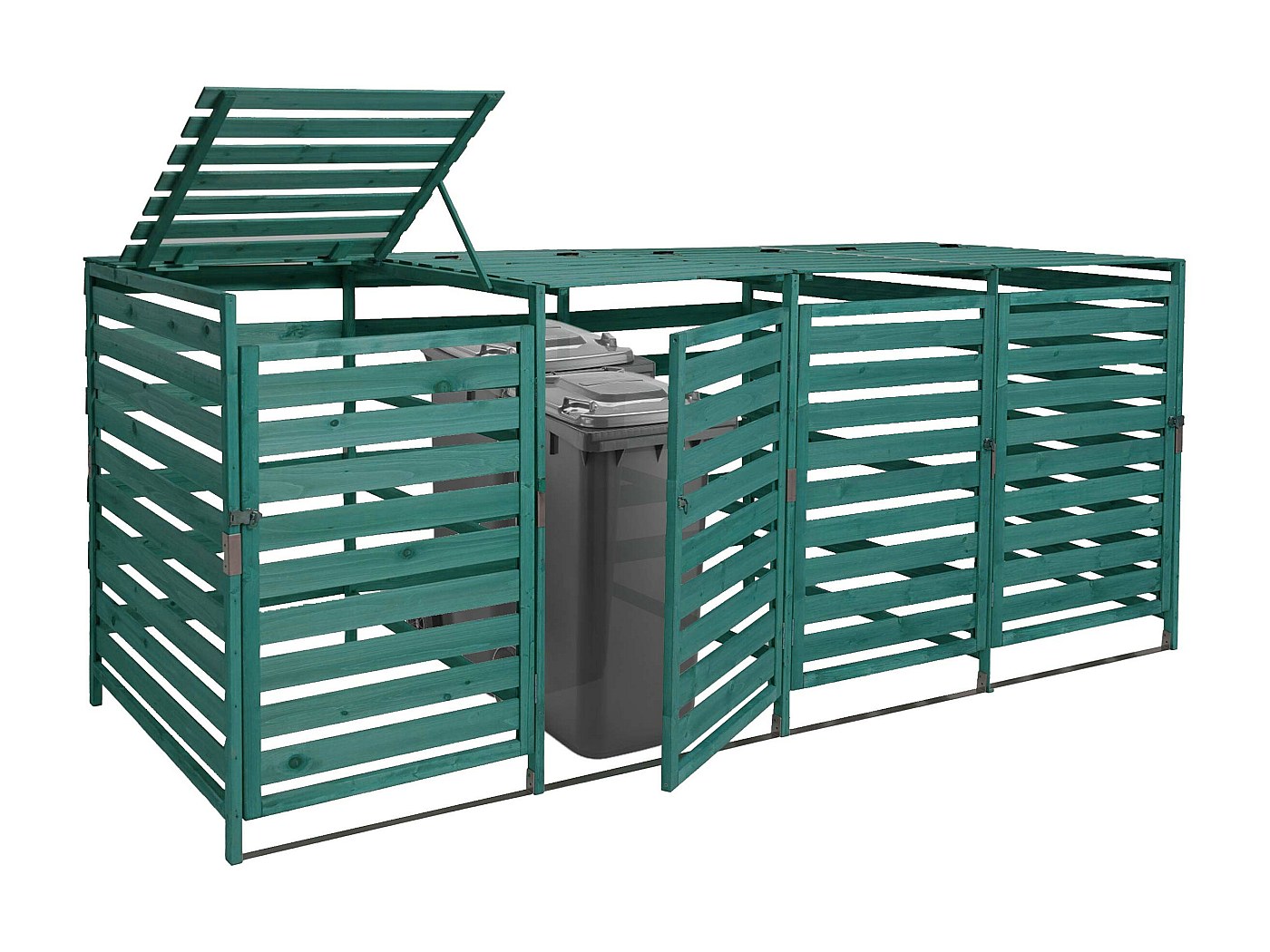 4x copribidoni box spazzatura rifiuti HWC-H62 97x271x114cm legno abete ...