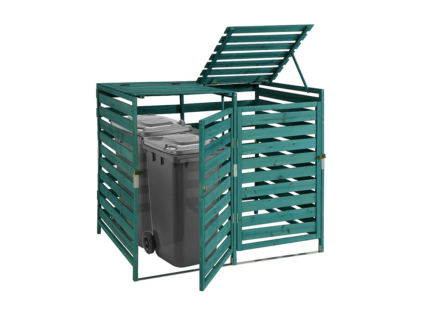 2x copribidoni box spazzatura rifiuti HWC-H62 97x133x114cm legno abete ...