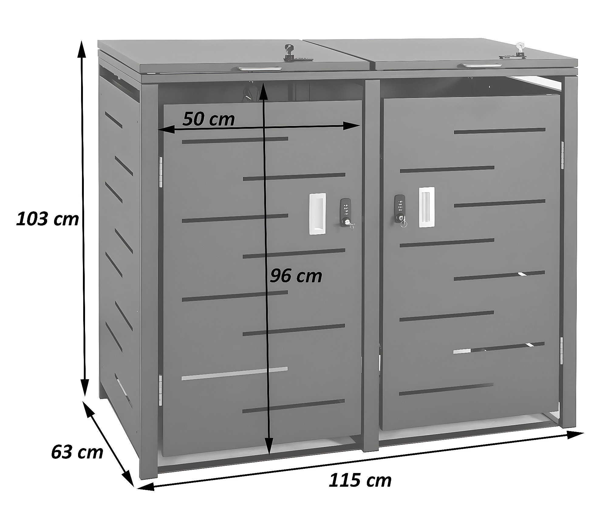 2x copribidoni box spazzatura rifiuti HWC-E83 XS 63x135x103cm acciaio inox
