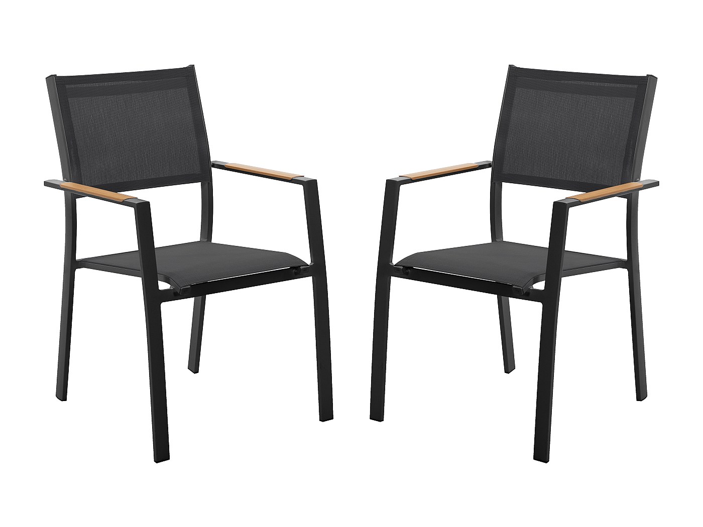 Lot de 2 fauteuils jardin empilables alu et textilène - Anthracite - MACILA de MYLIA