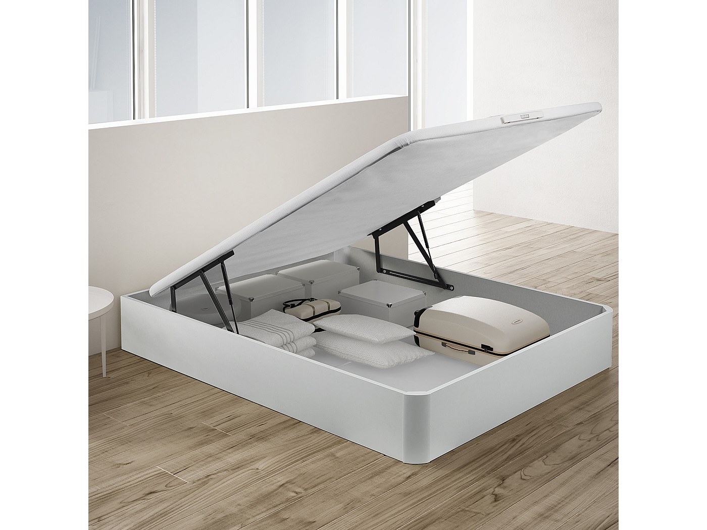 Canapé abatible madera blanco alta capacidad y resistencia 90x200 ...