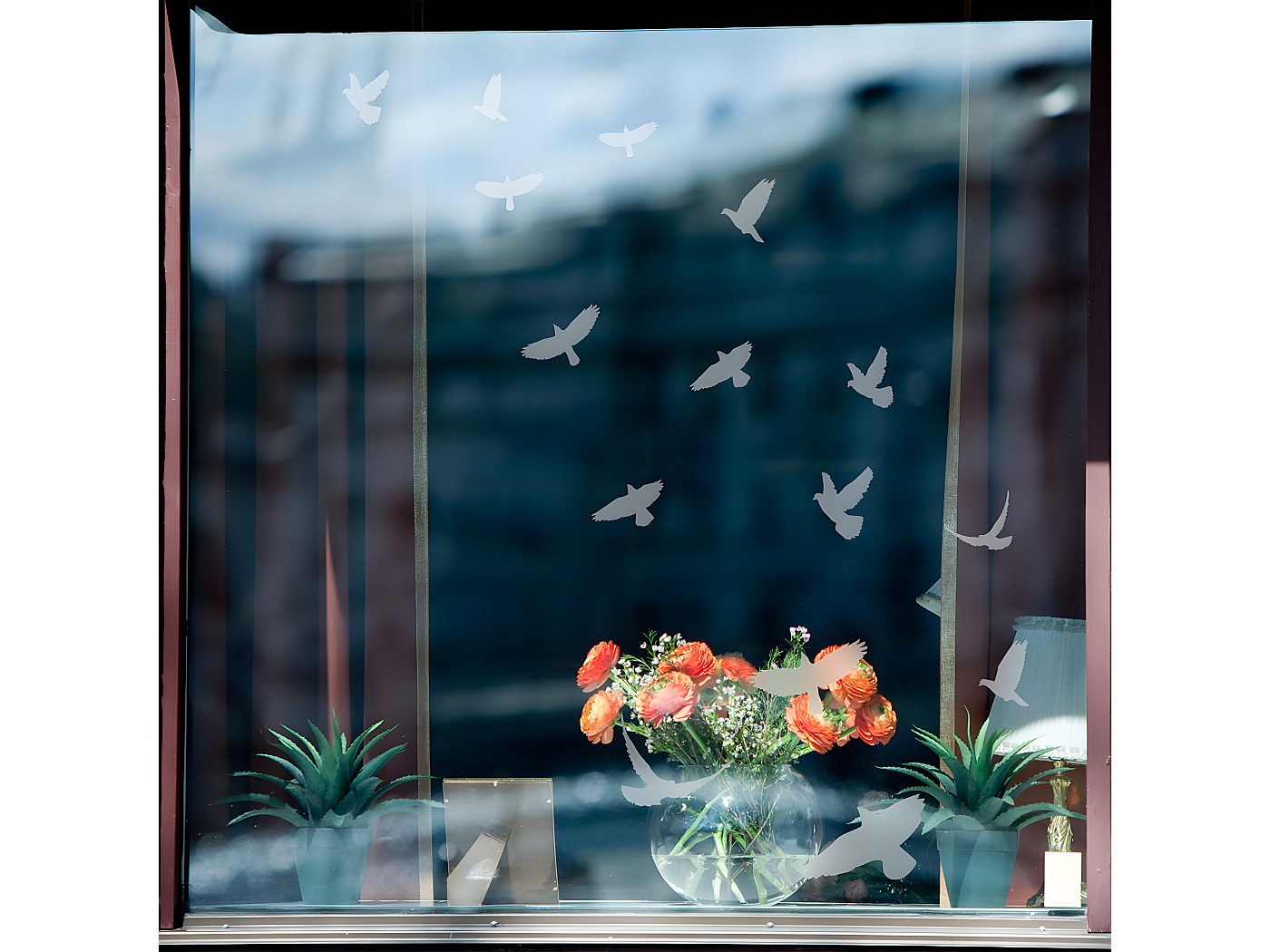 15 stickers oiseaux anti-collision translucide 30 x 30 cm