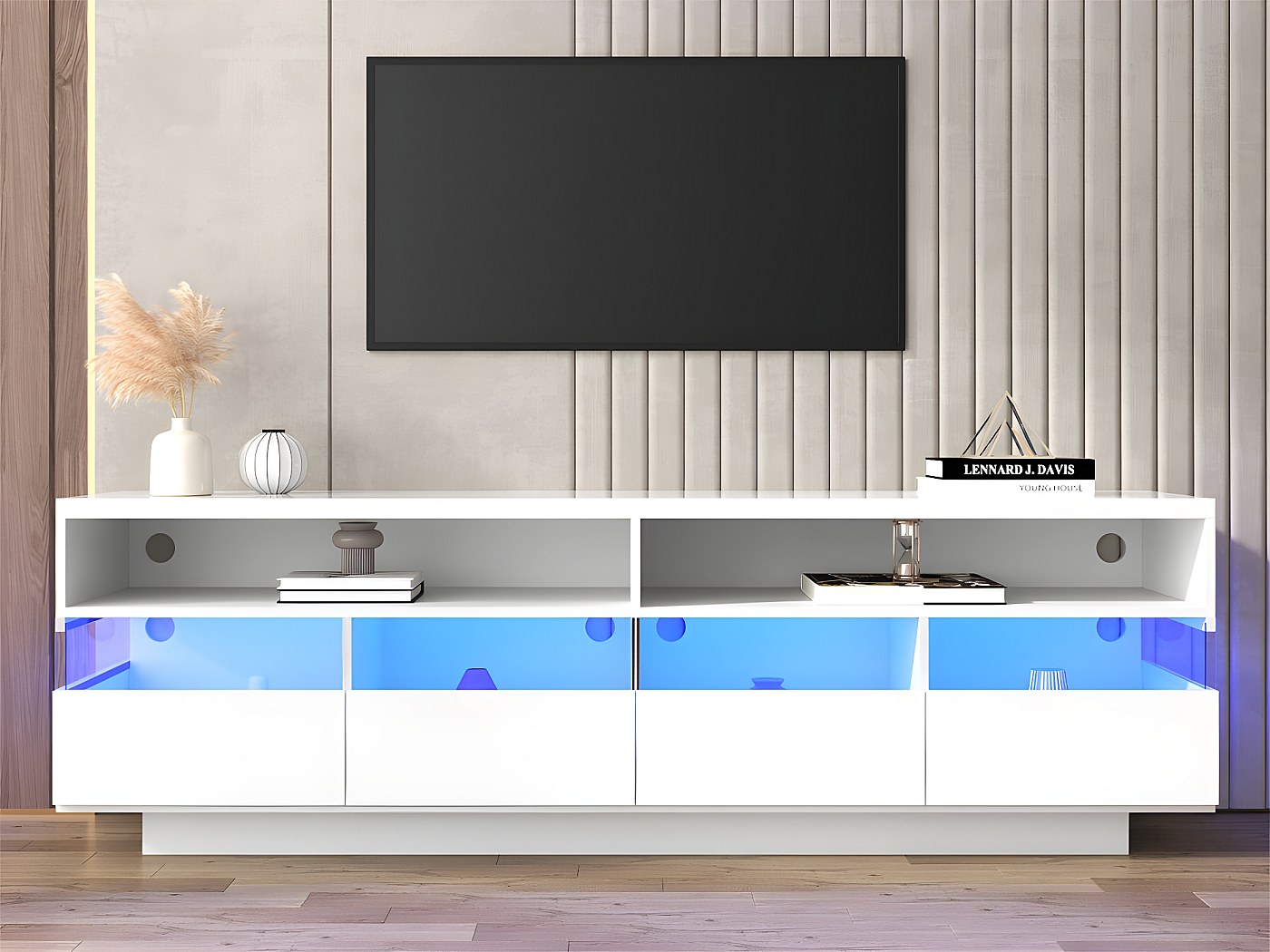 Mobile TV con LED - 2 vani aperti e 4 cassetti grandi - Stile moderno ...