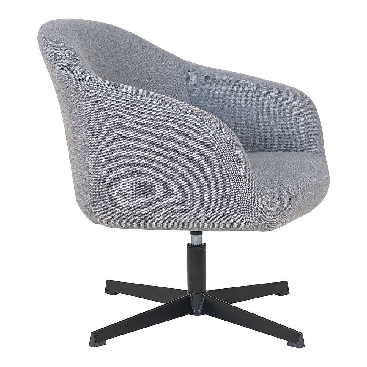 DYNES - Fauteuil Pivotant Tissu Gris et Piétement Noir