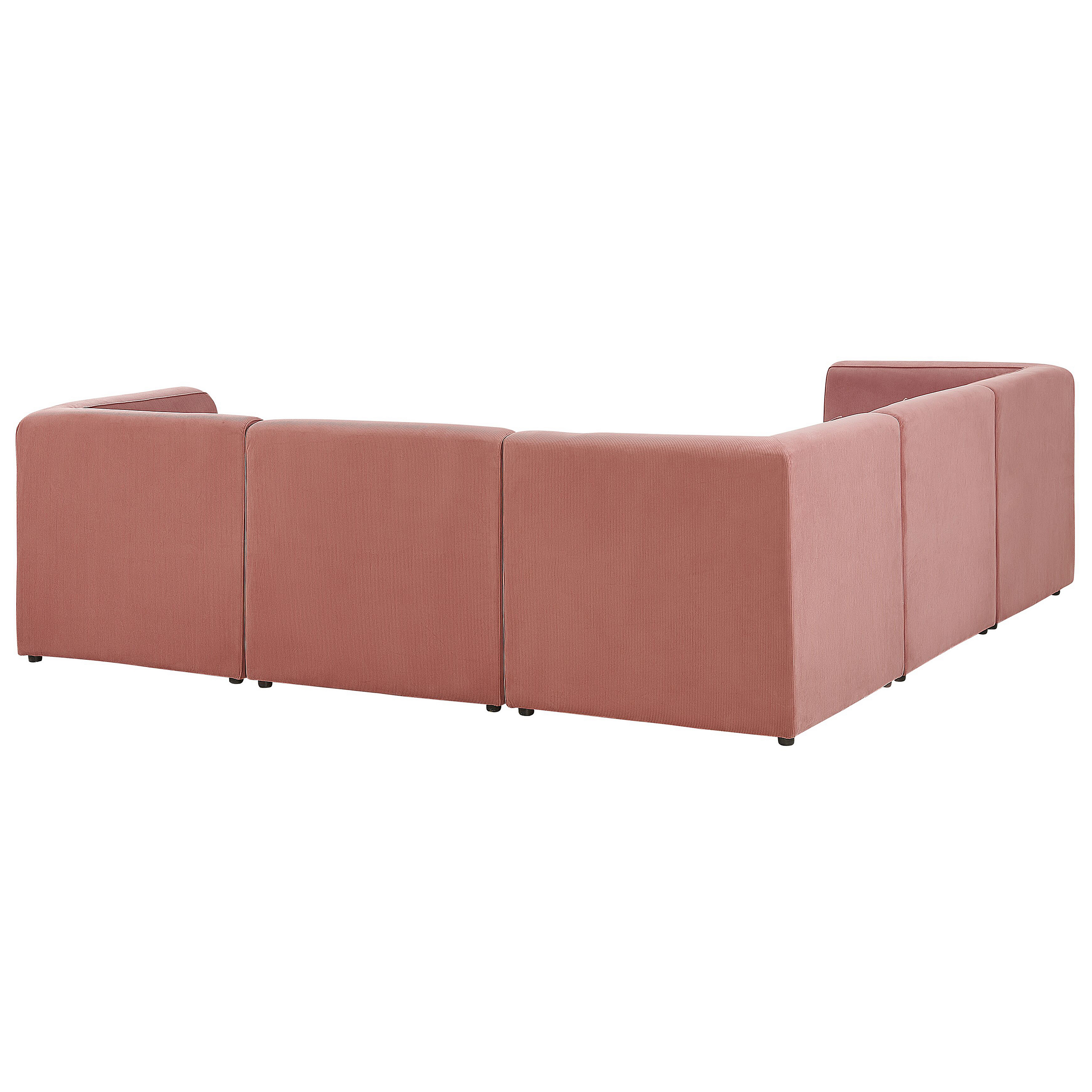 Divano angolare 5 posti con ottomana velluto a coste rosa destro LEMVIG