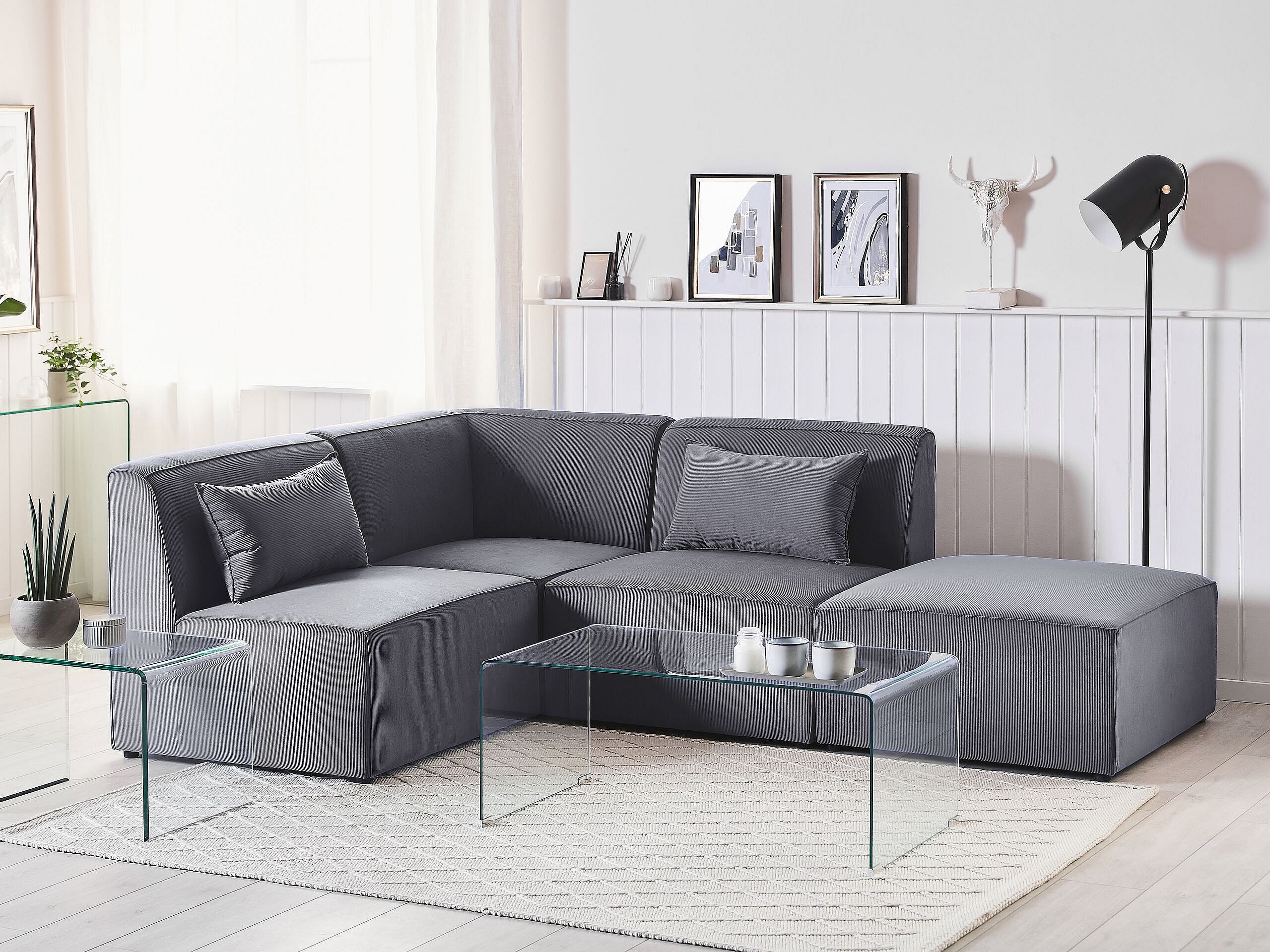 - Canapé d'Angle Modulable - Lemvig - 3 Modules et Pouf Ottoman, en ...