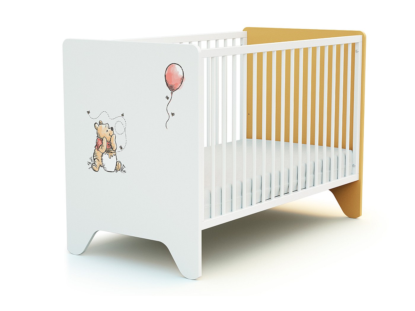 Cuna de madera de 60 x 120 amarillo