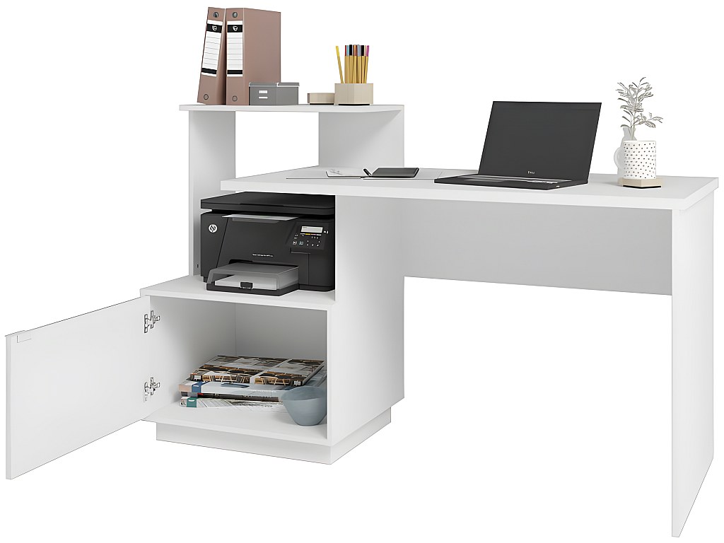 Bureau et Rangement Intégré Blanc