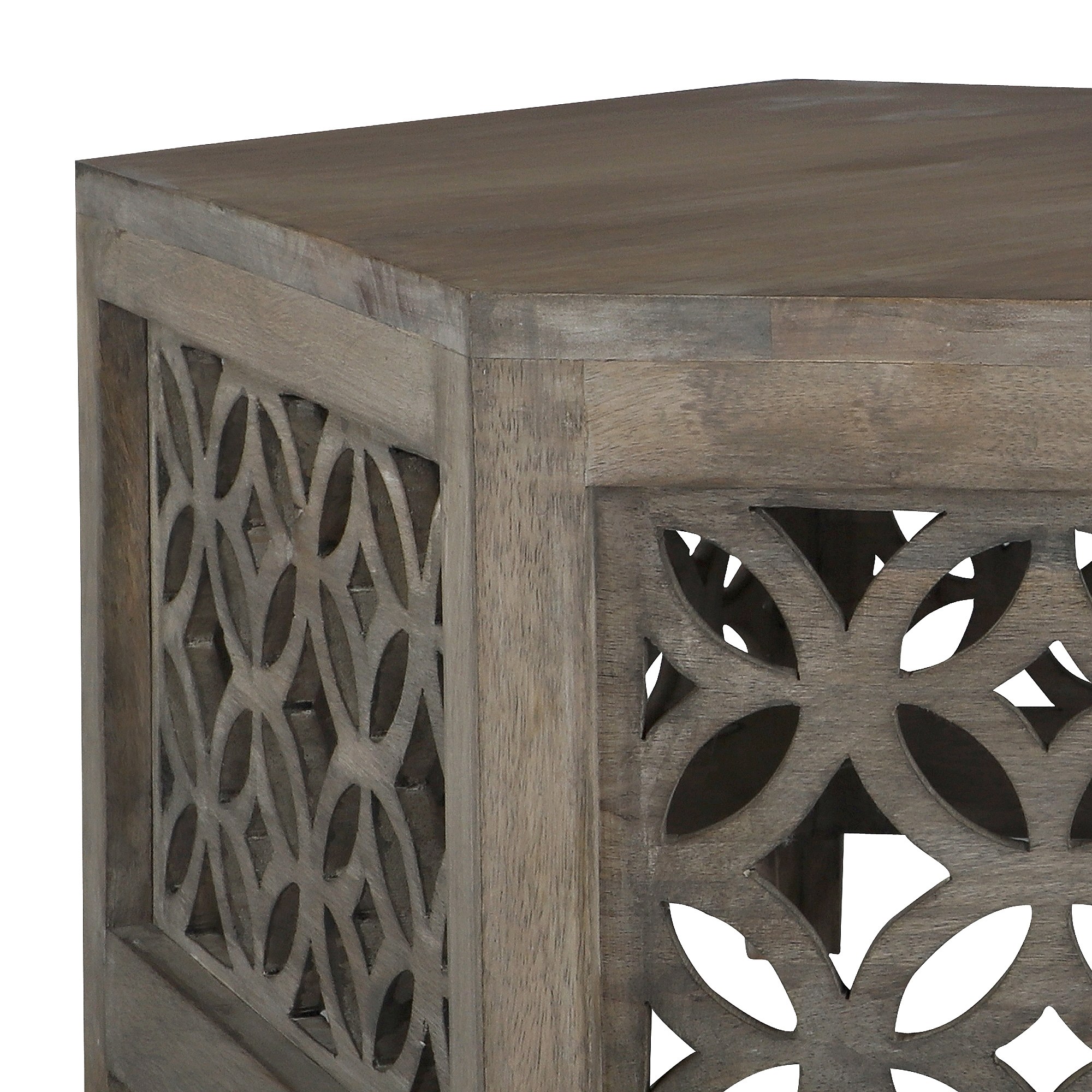 Table d'appoint orientale marron sculptée à main Bordeaux 75x35 cm