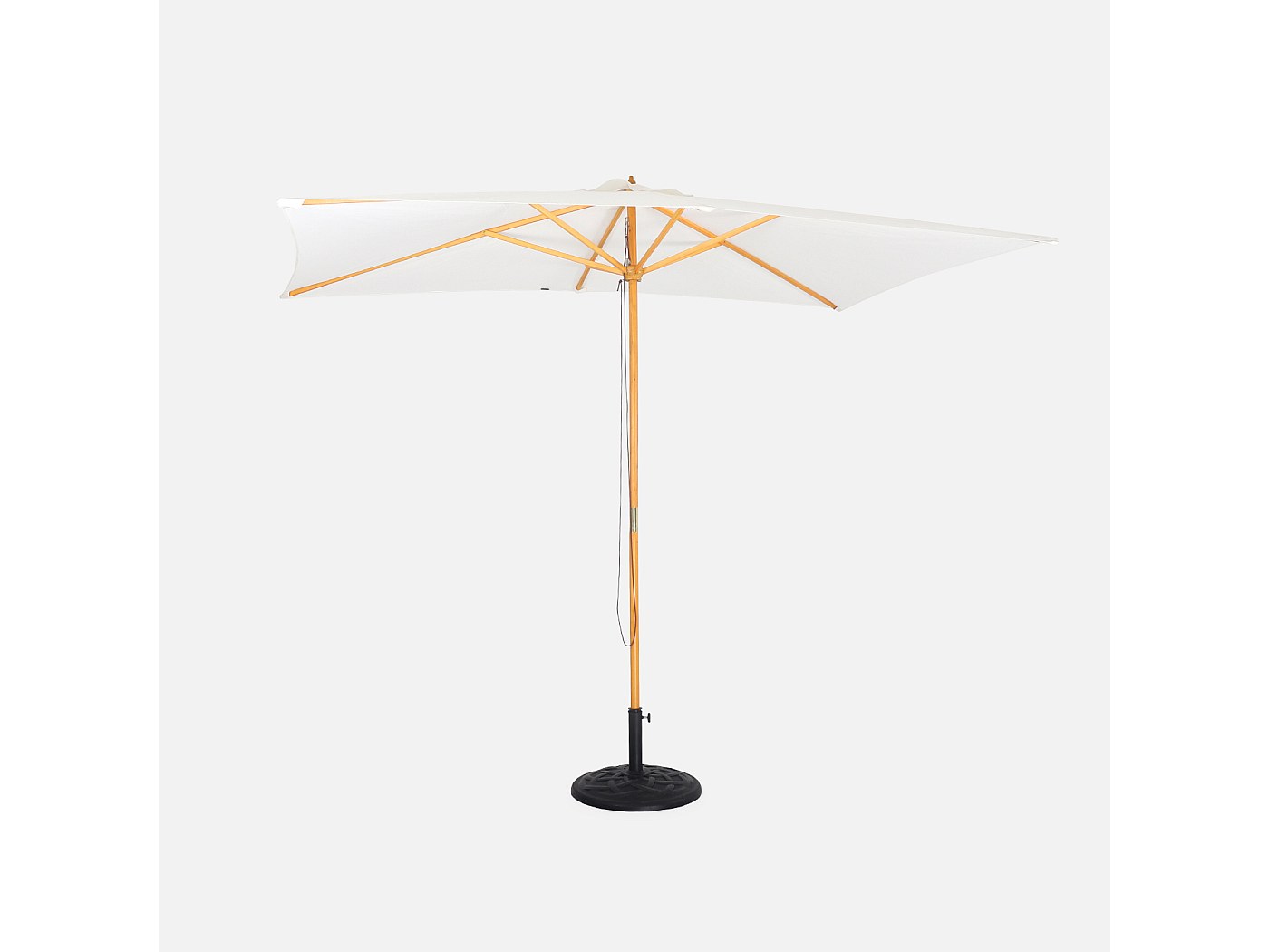 Parasol droit rectangulaire en bois 2x3m - Cabourg Ecru - mât central ...