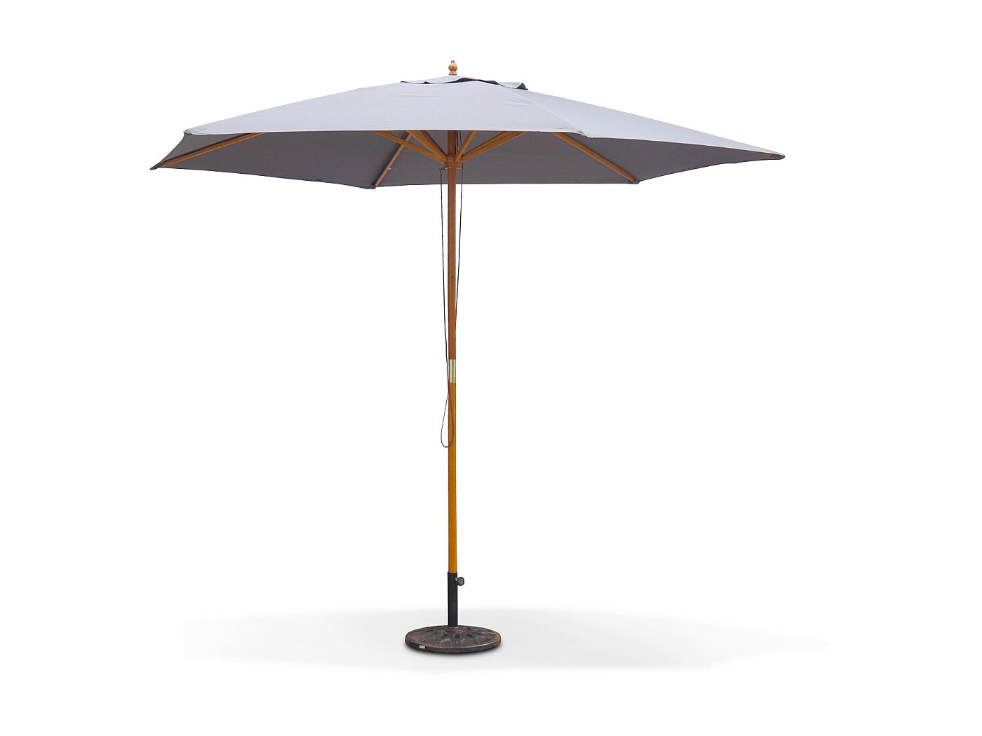 Parasol droit rond en bois 3m - Cabourg Gris - mât central en bois ...