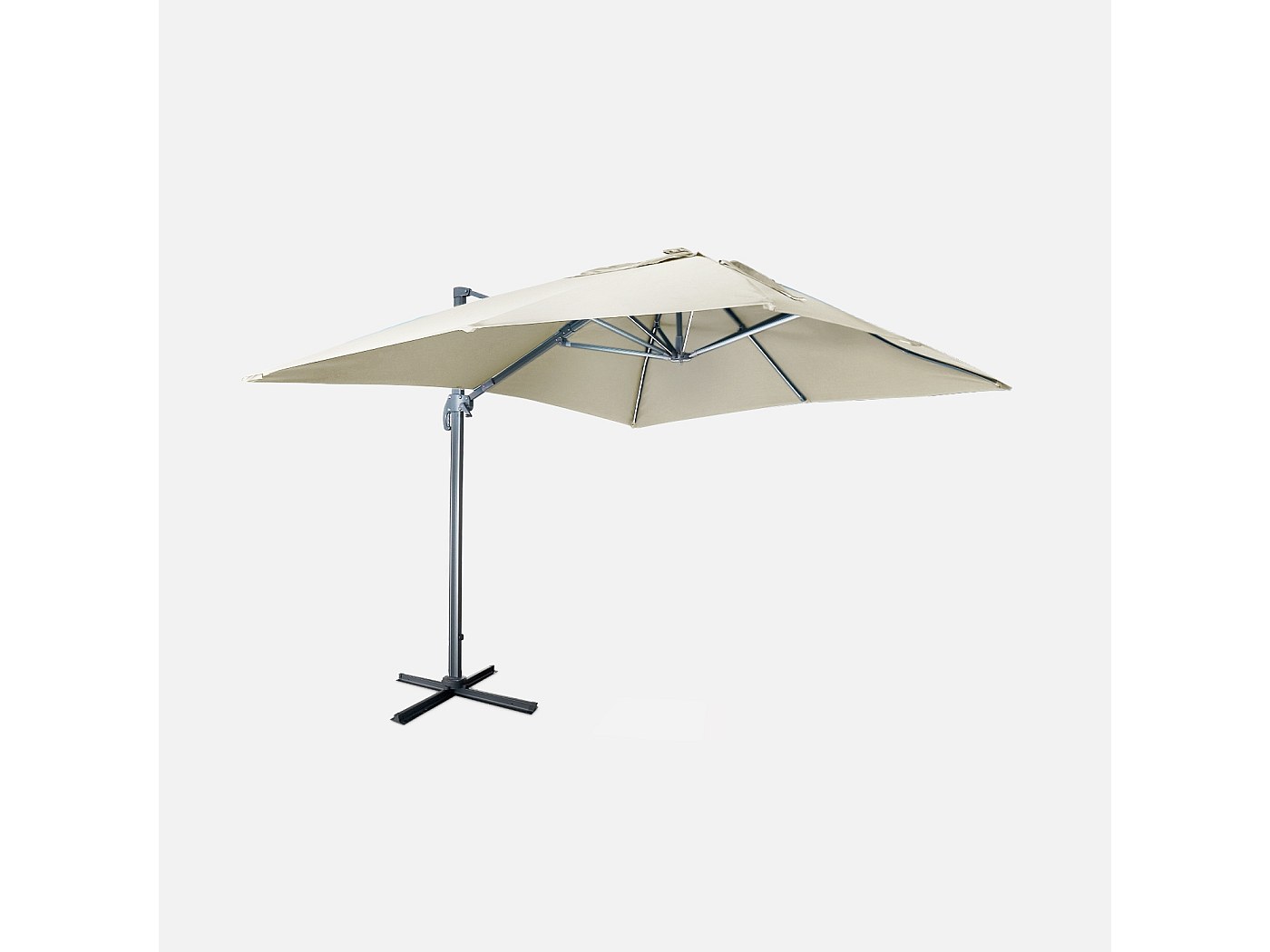 Parasol déporté solaire LED rectangulaire 3x4m haut de gamme - Luce ...