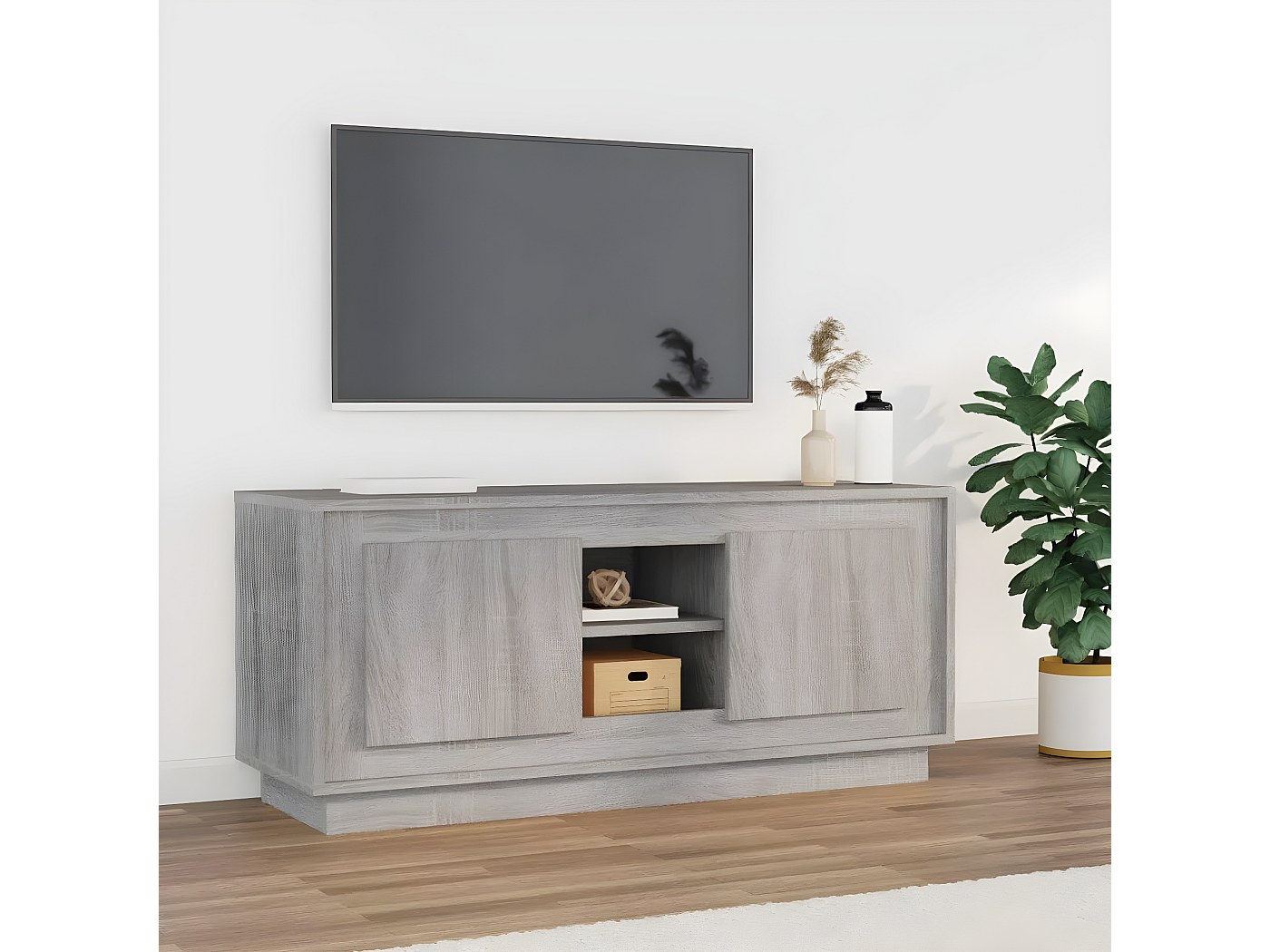 Meuble TV Sonoma gris 102x35x45 cm bois d'ingénierie LWW58131