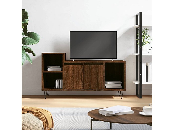 Meuble TV Moderne Chêne marron 100x35x55 cm Bois d'ingénierie LLD1410