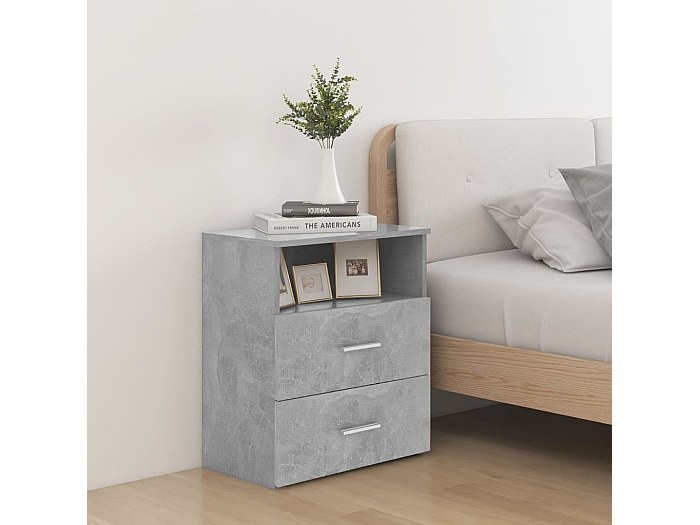 Table de chevet Gris béton 50x32x60 cm KEFWE84579