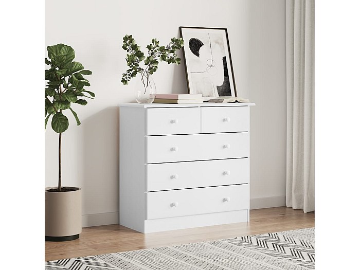 Cómoda ALTA 77x35x73 cm madeira de pinho maciça branco PT554137