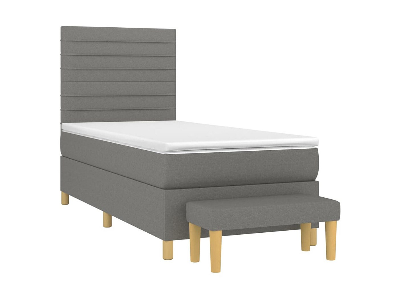 Conjunto Boxspring - 100x200 cm + Somieres + colchón tela gris oscuro ...