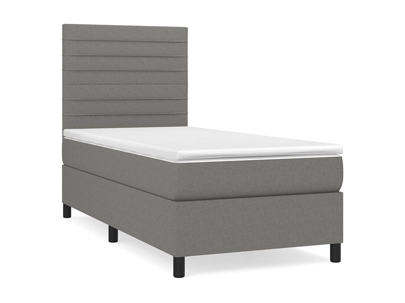 Conjunto Boxspring - 100x200 cm + Somieres + colchón tela gris oscuro ...