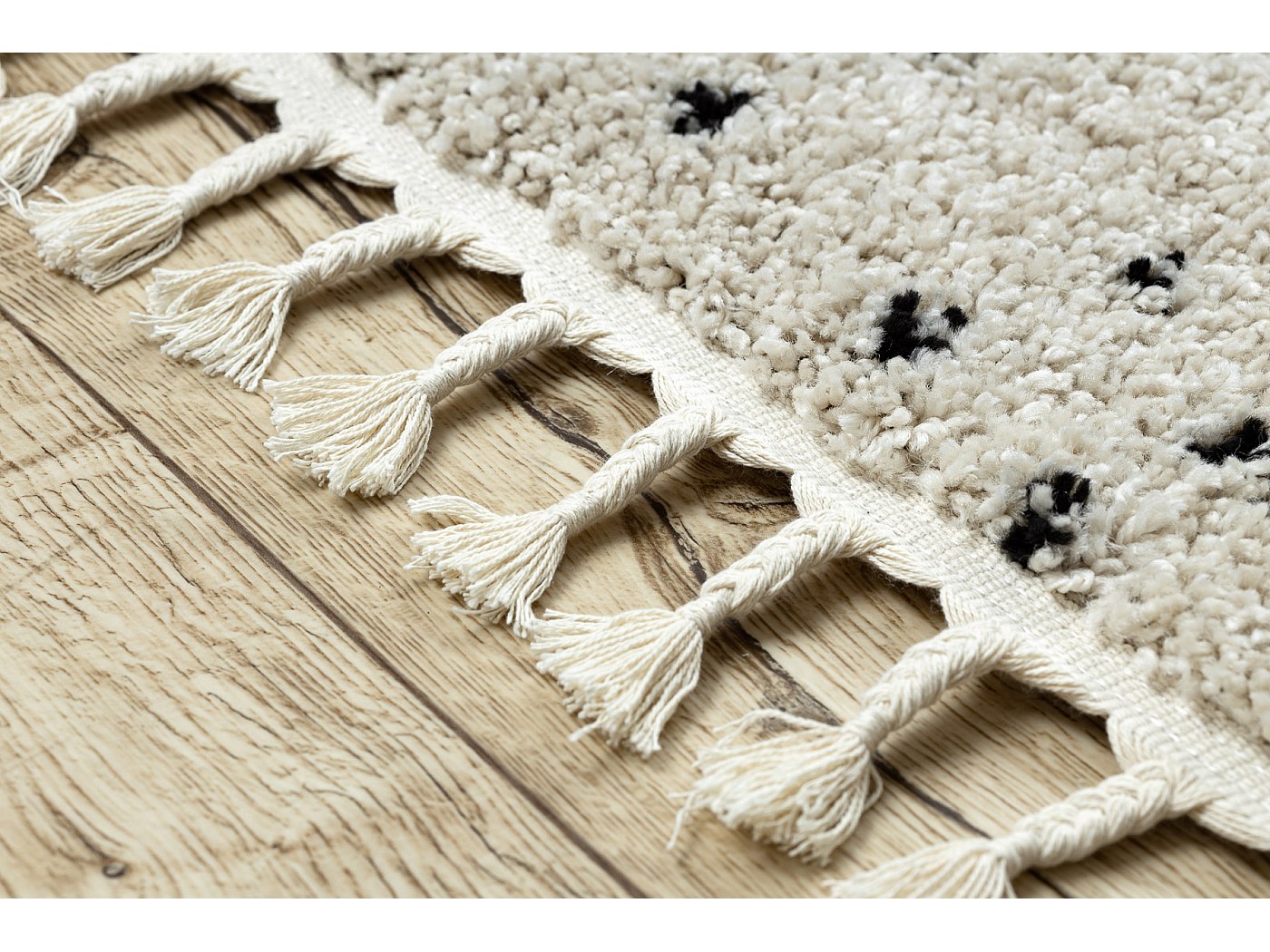 Dywan BERBER SYLA B752 kropki krem Frędzle berberyjski marokański sh 120x170 cm