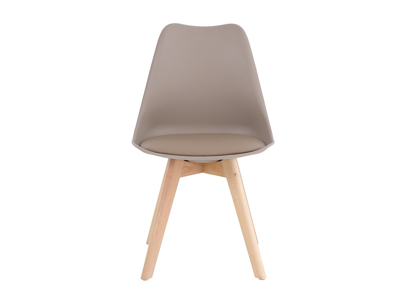 Silla escandinava de color moca con cojín de piel sintética y patas de ...