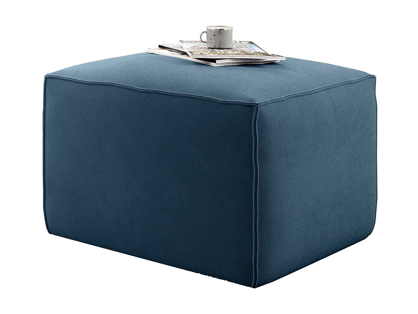 Pouf moderne tissu bleu canard Willace 88cm