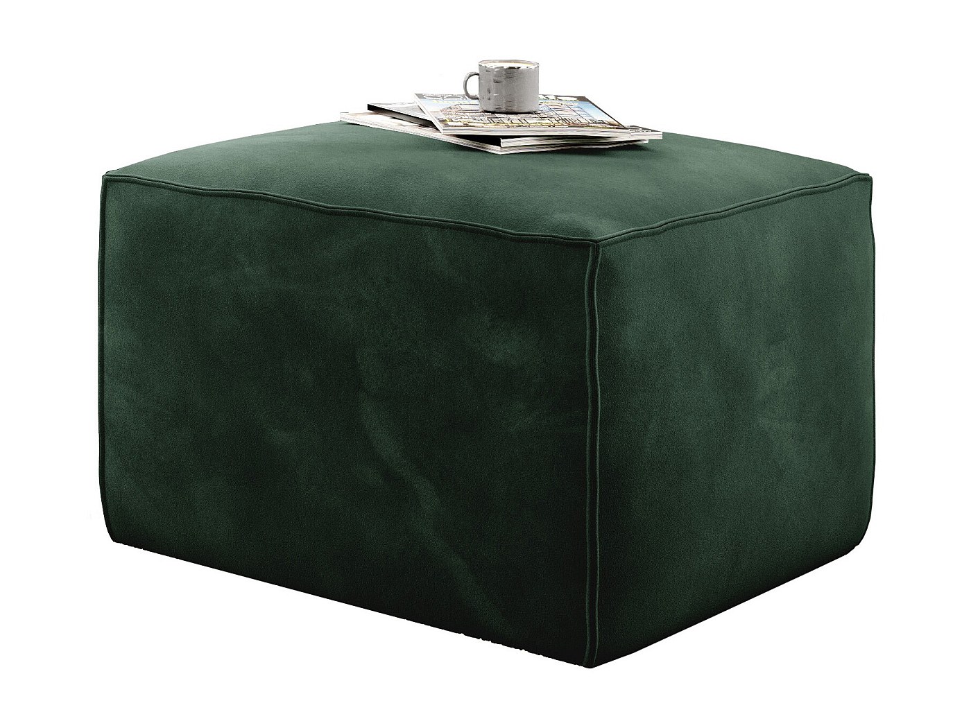 Pouf moderne velours vert anglais Willace 88cm