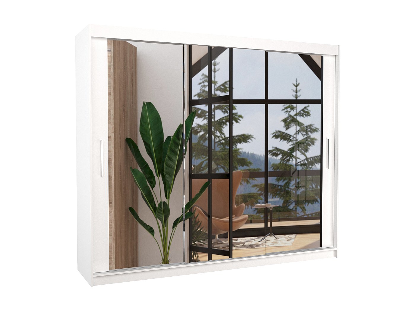 Grande armoire de chambre moderne 3 portes coulissantes blanches et ...