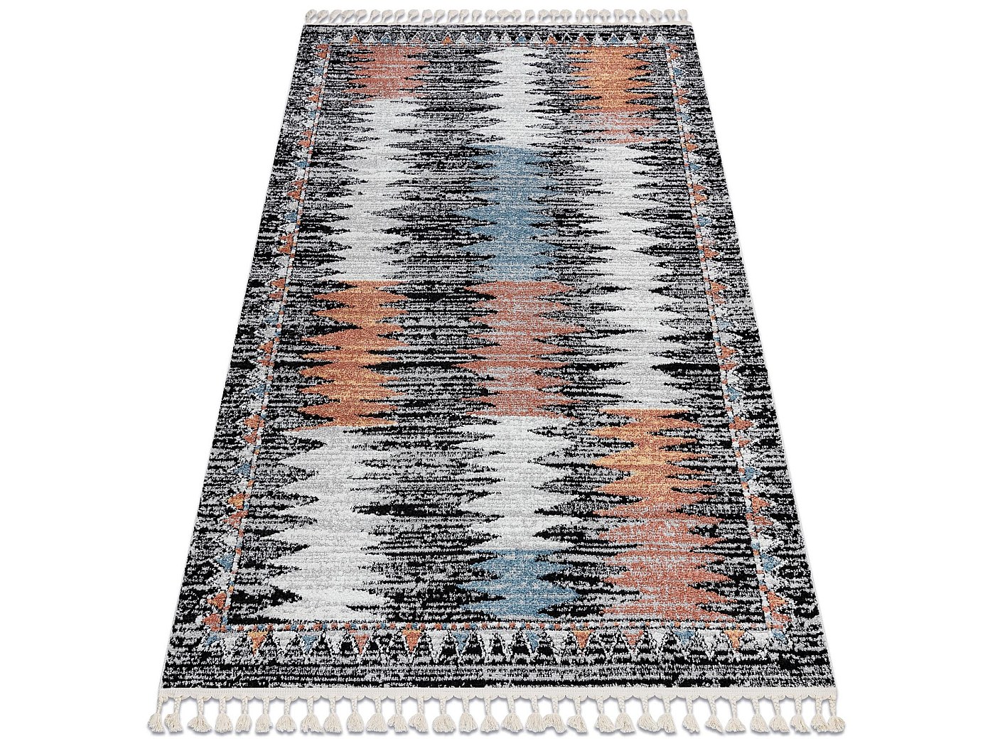 Tappeto moderne BELLE BR23A nero / rosa Frange 200x290 cm