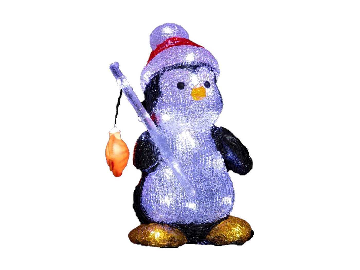 Decoration de Noel pingouin pecheur 30 Led 25 cm