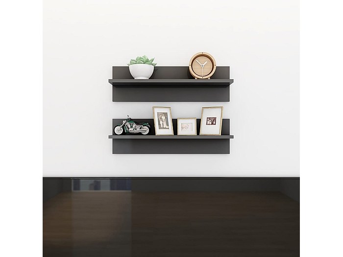 Étagères murales 2 pcs Gris brillant 60x11,5x18