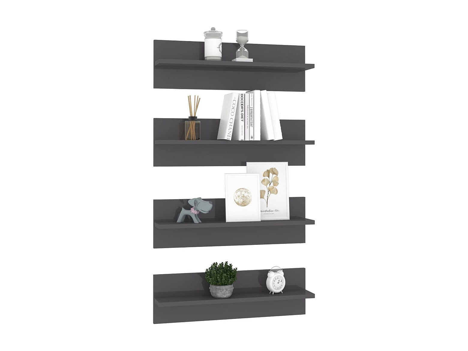 Étagères murales 4 pcs Gris brillant 60x11,5x18