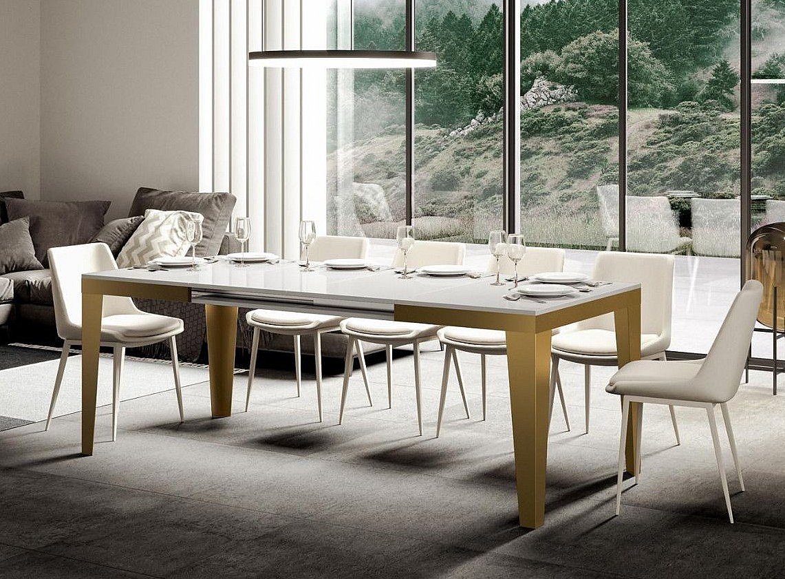 Table rectangulaire extensible 6 à 16 personnes L 120 à 380cm blanc ...