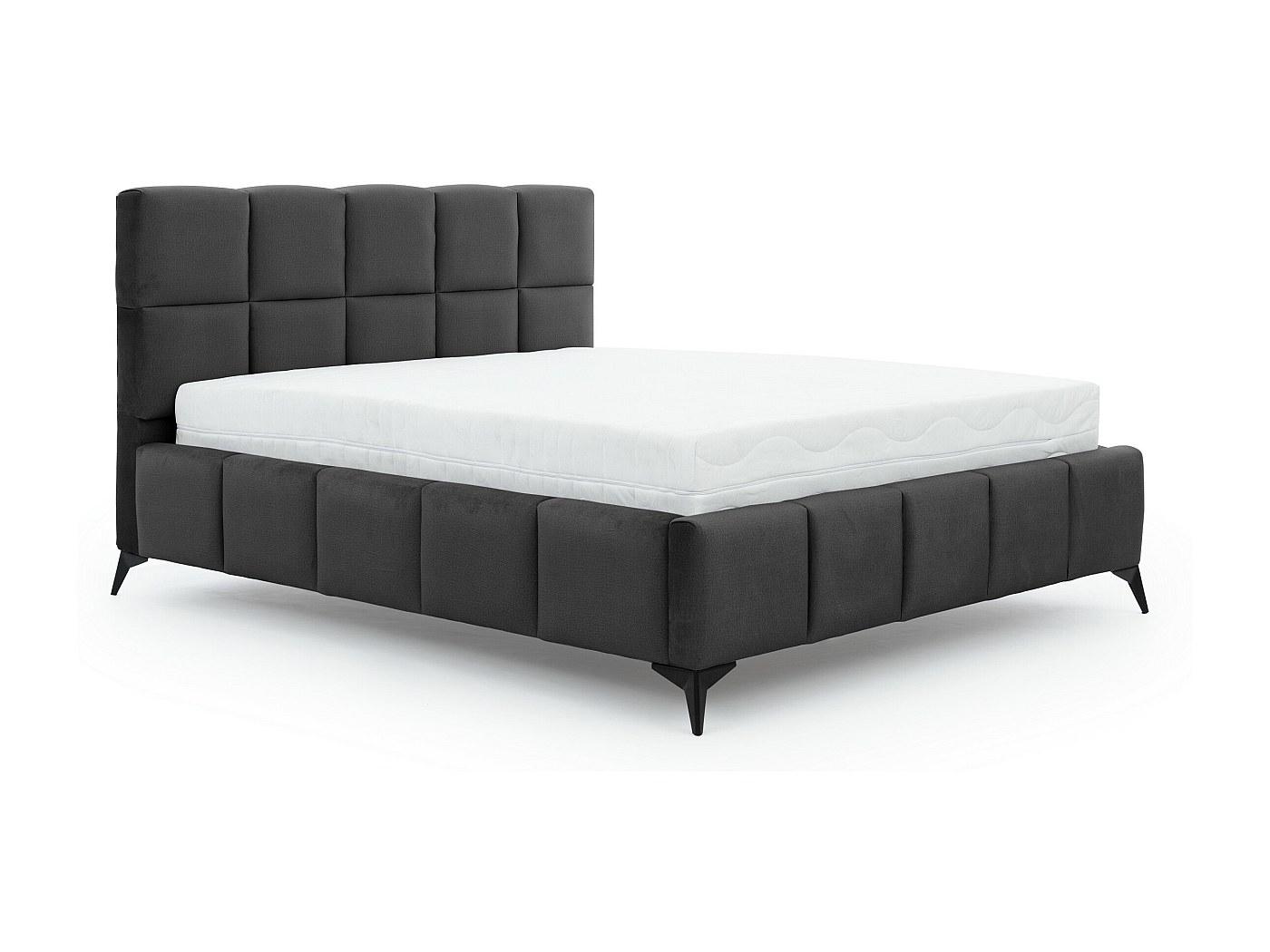 Lit coffre de luxe velours capitonné Mister-Couleur Anthracite-Couchage ...