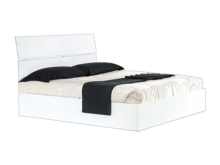 Lit moderne bois blanc laqué et tête de lit blanche laquée avec led ...