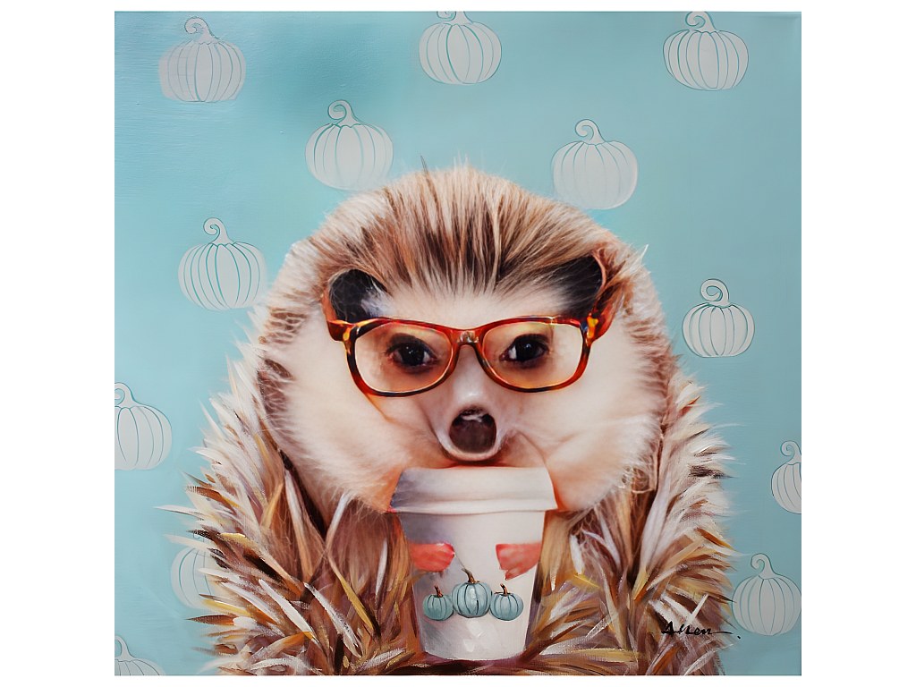 Peinture sur toile hérisson - PIKOU