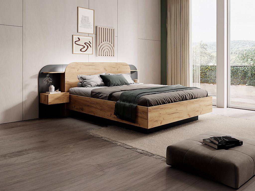 Bett mit Bettkasten Schwarz