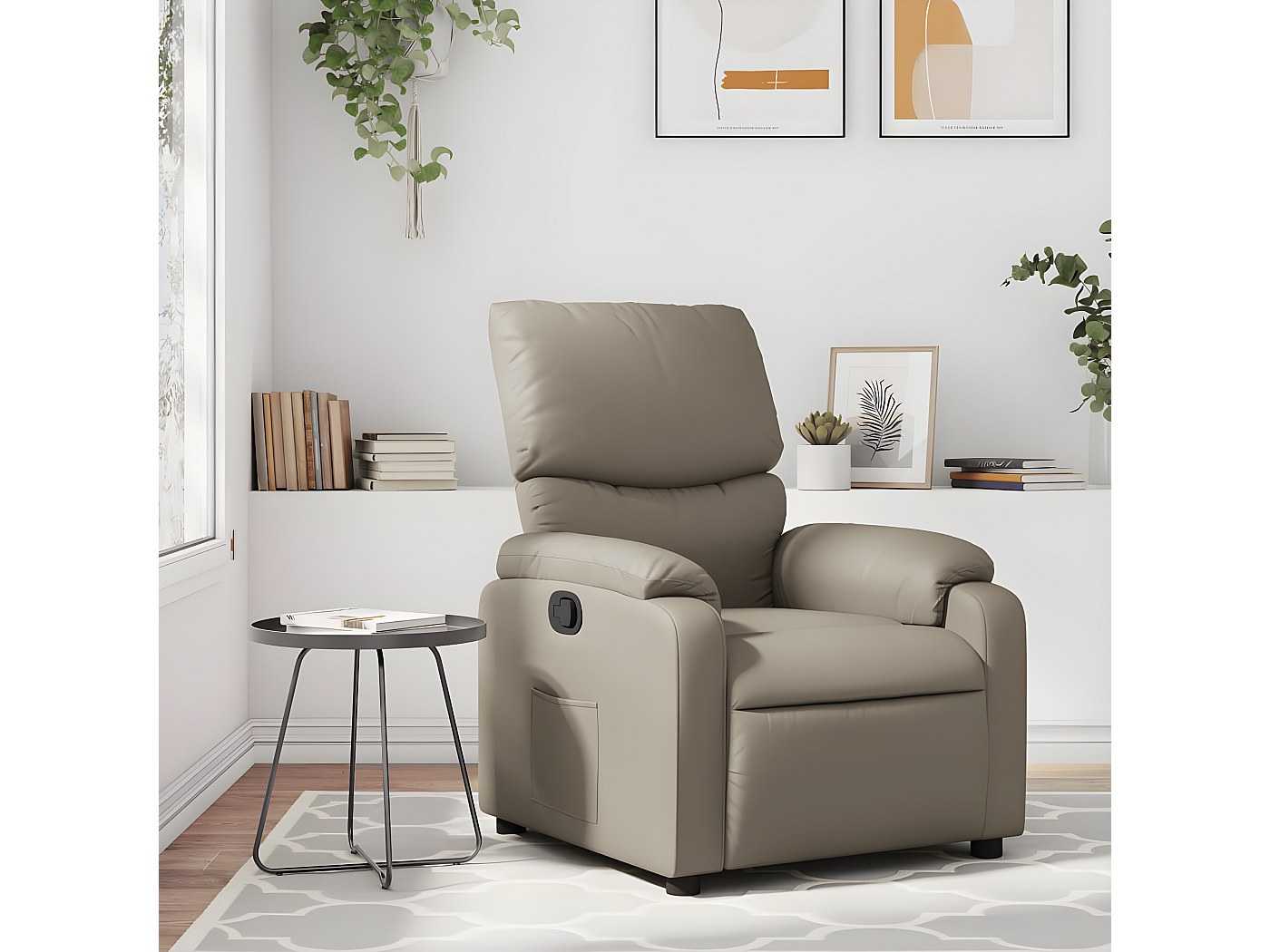 Sillón reclinable de piel sintética Cappuccino