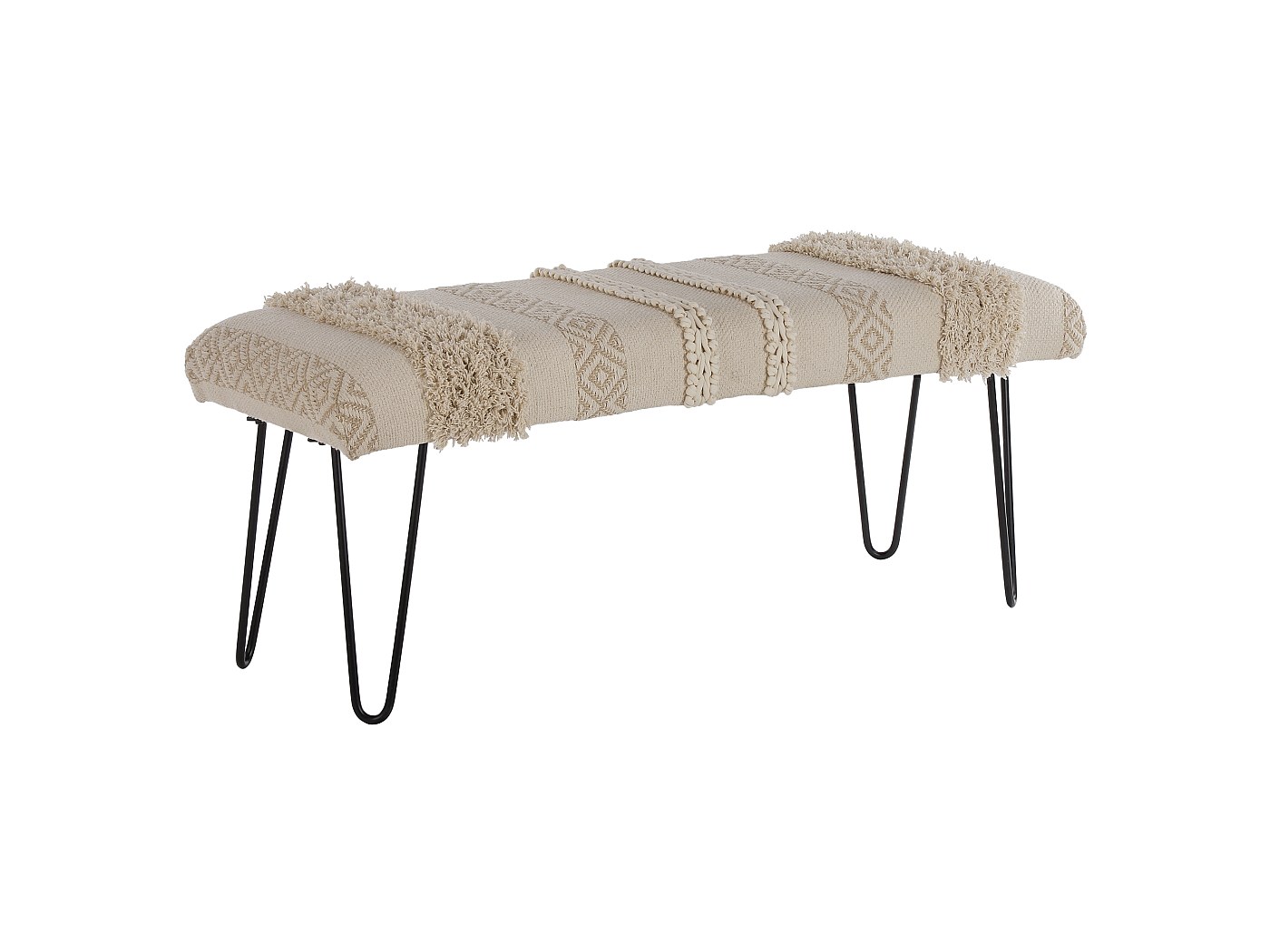 Banc capitonné banquette beige 123x48x40 cm