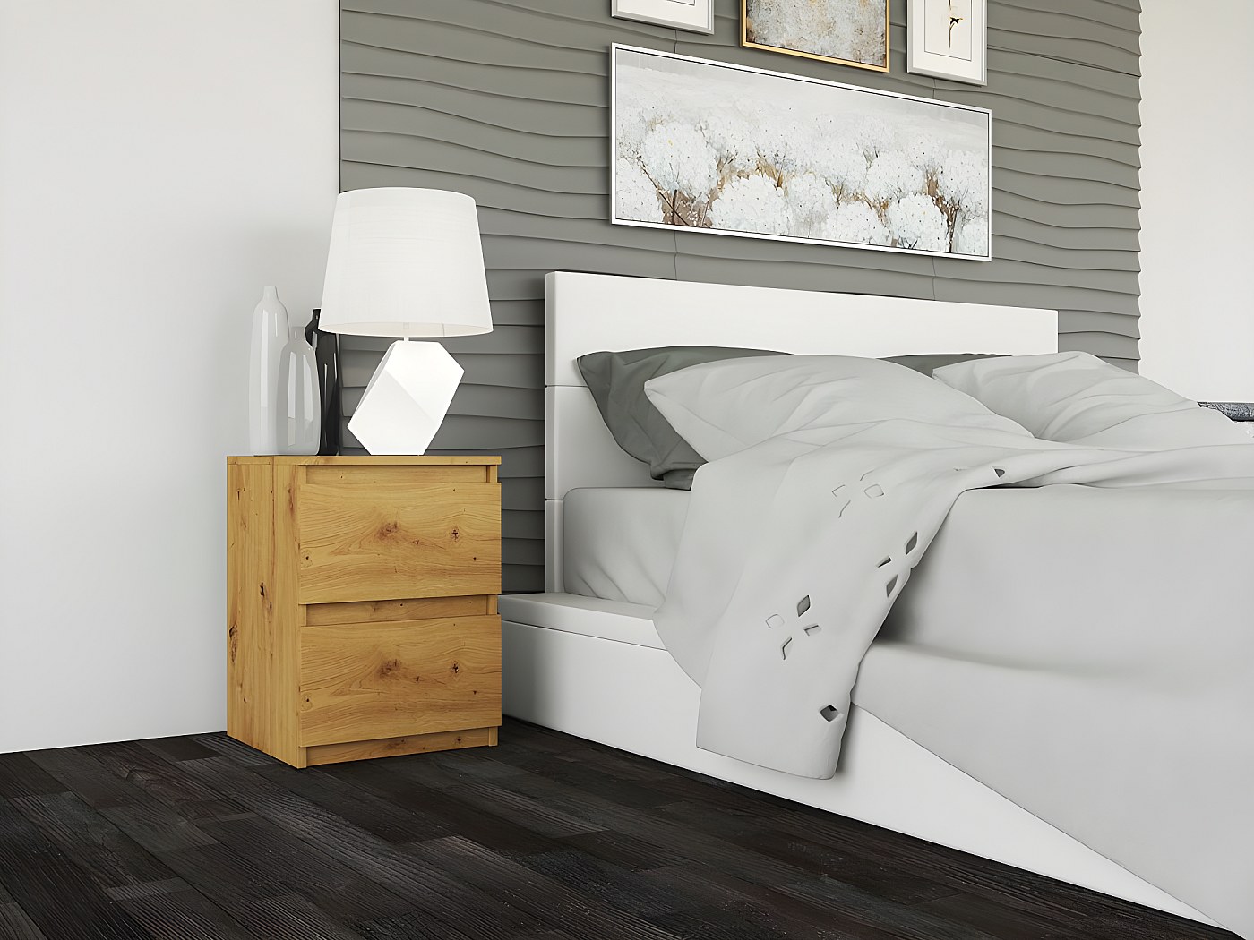 ASTER T2 - Comodino da camera moderno - 40x30x30 cm - Comodino 2 ...