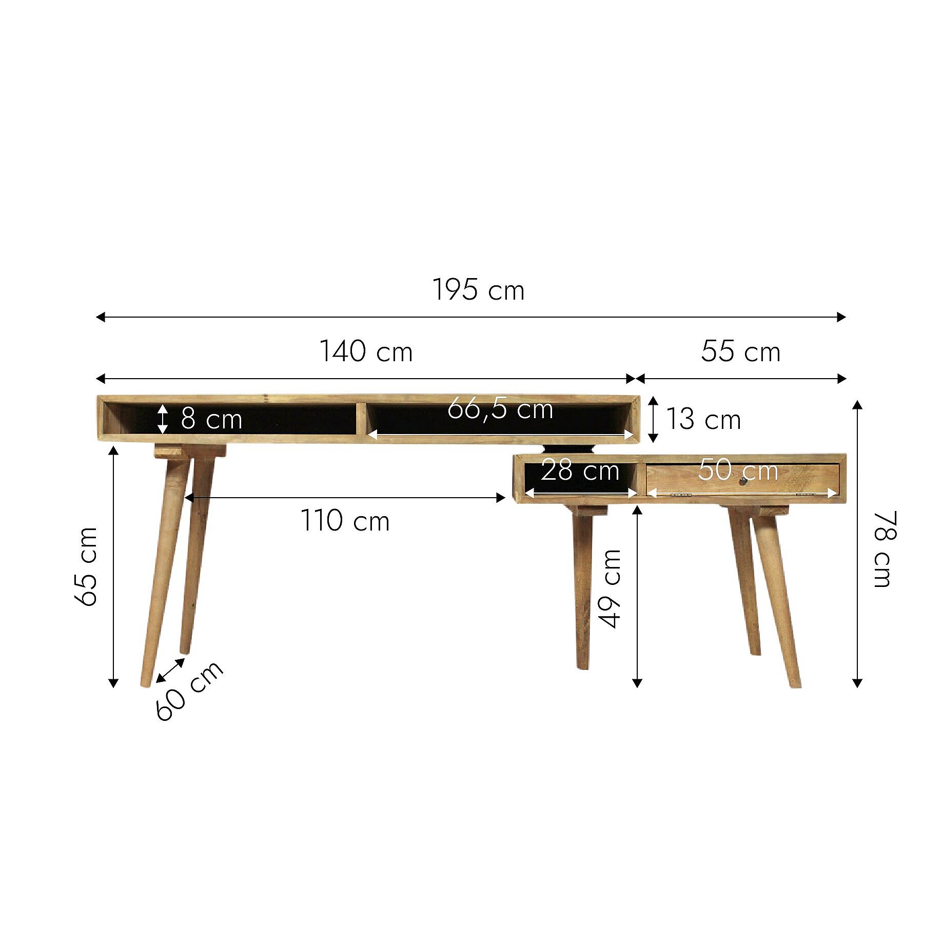 Bureau en bois recyclé pivotant Henri