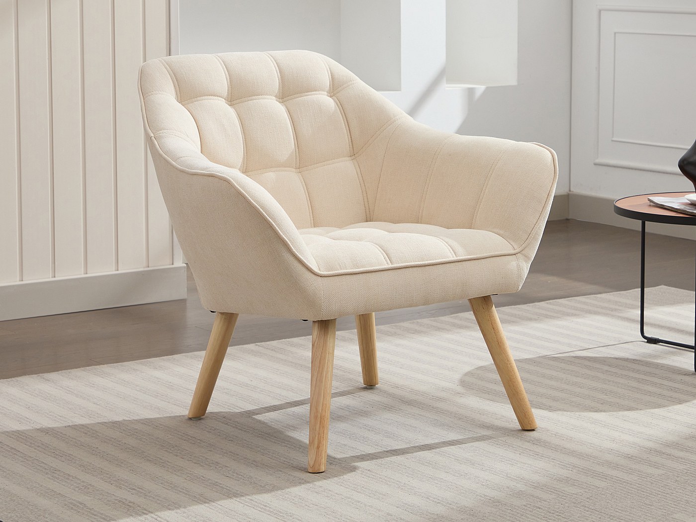 Poltrona in Tessuto Beige di stile scandinavo CASERTA