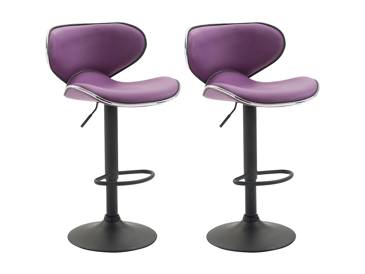 Set De 2 Taburete de bar - Simil cuero & negro - Lila - Las Vegas v2